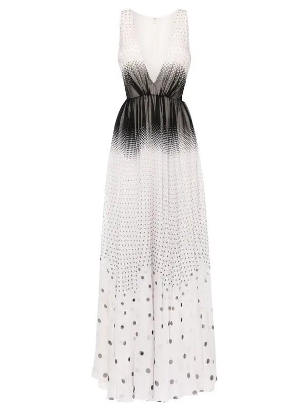 SAIID KOBEISY Polka Dot-print Gradient-effect Gown - Black