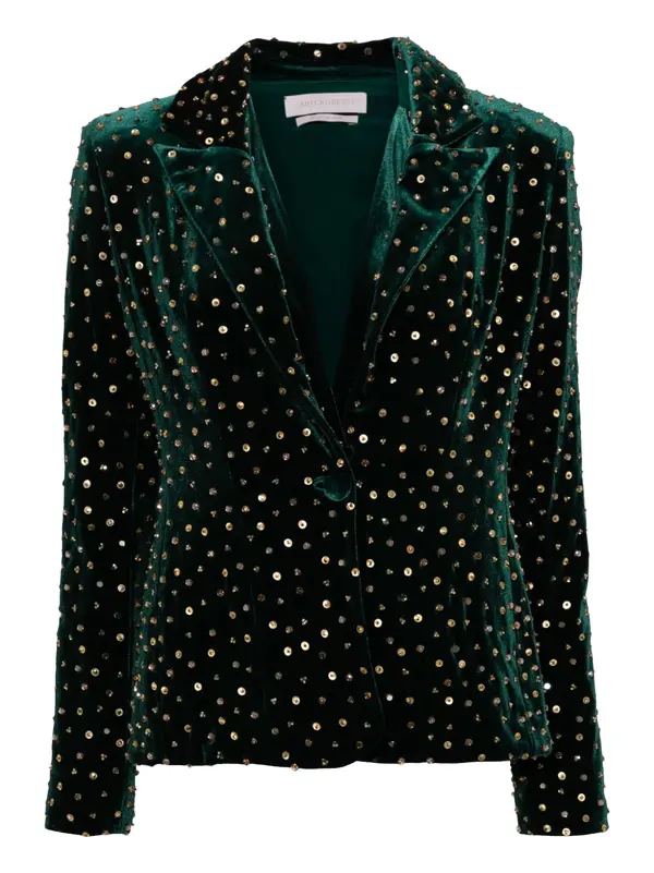 SAIID KOBEISY Beaded Velvet Jacket - Green