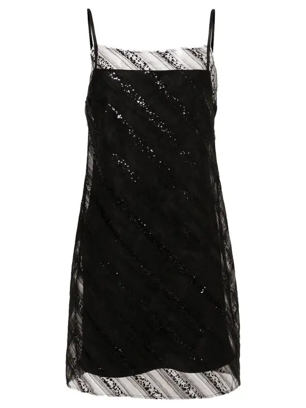 Viktor & Rolf Glitter-embellished Tulle Slip Dress - Black