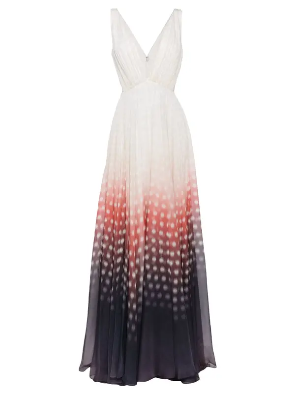 SAIID KOBEISY Polka Dot-print Full Skirt Gown - Neutrals