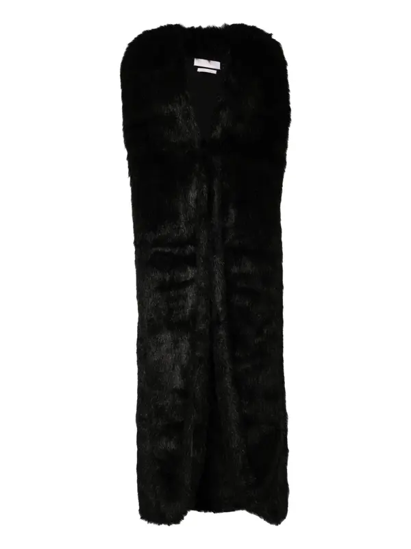 SAIID KOBEISY Faux-fur Maxi Coat - Black