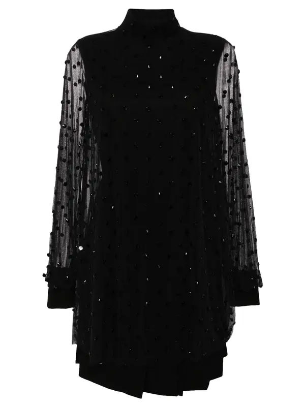 SAIID KOBEISY Bead-embellished Layered Dress - Black