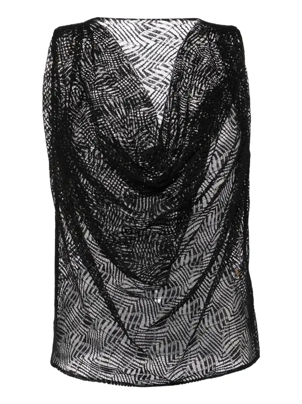 SAIID KOBEISY Lace Draped Top - Black