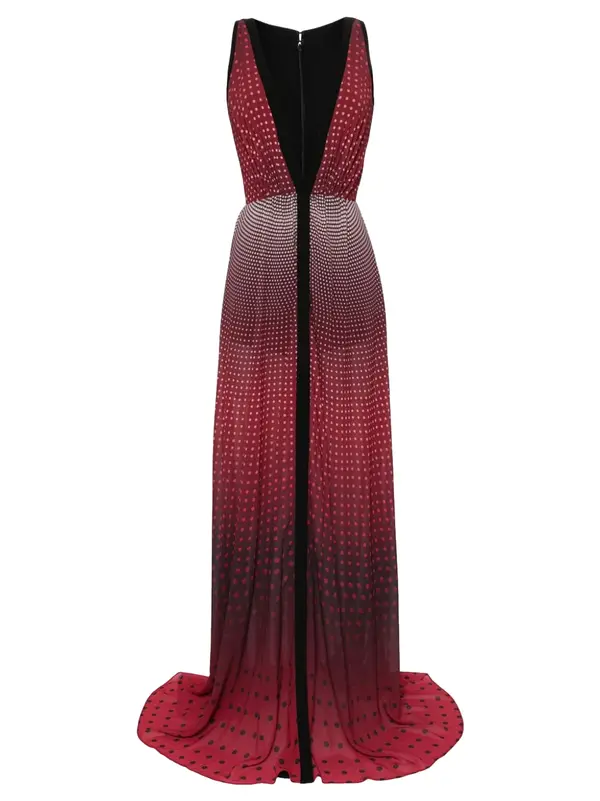 SAIID KOBEISY Polka Dot Gradient Effect Gown - Red