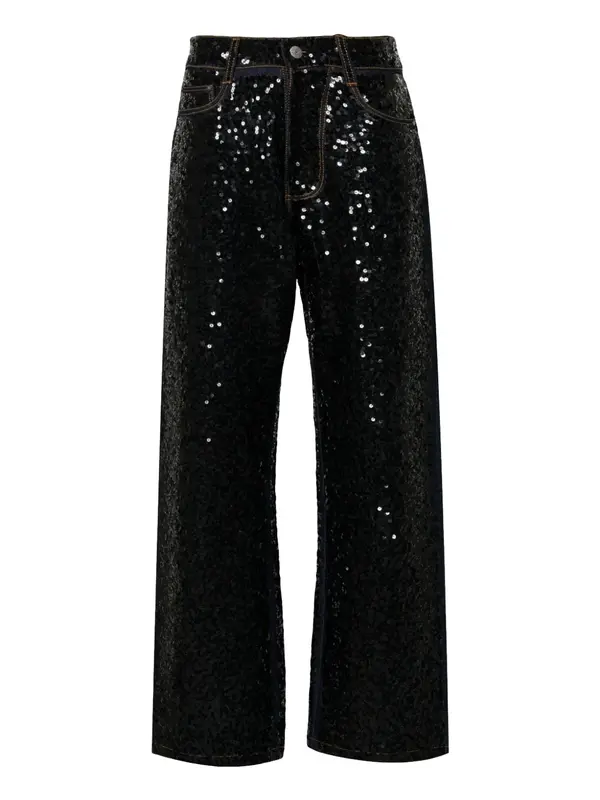 P.a.r.o.s.h Guff Sequin-embellished Straight Jeans - Black