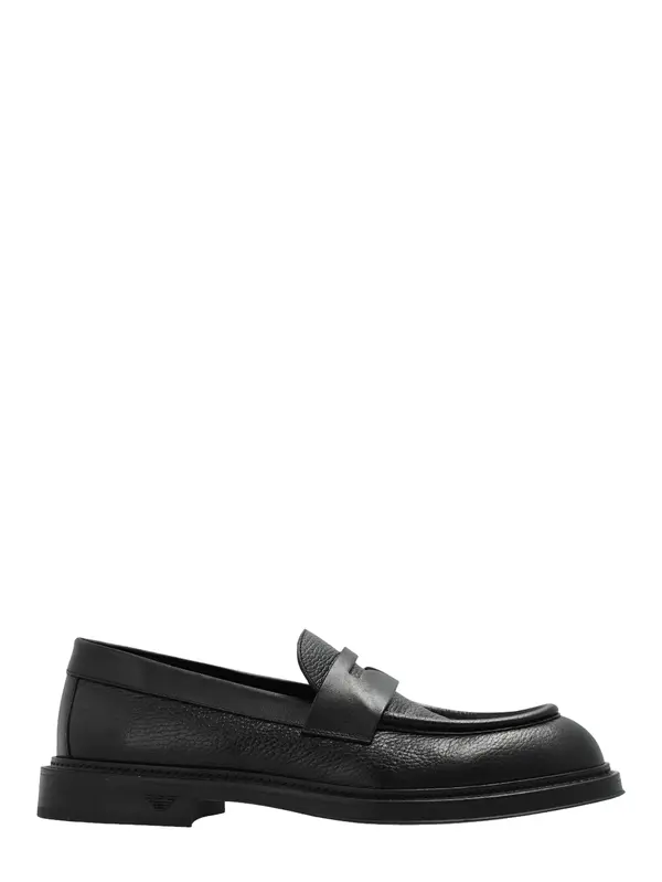 Emporio Armani Leather Penny Loafers - Black