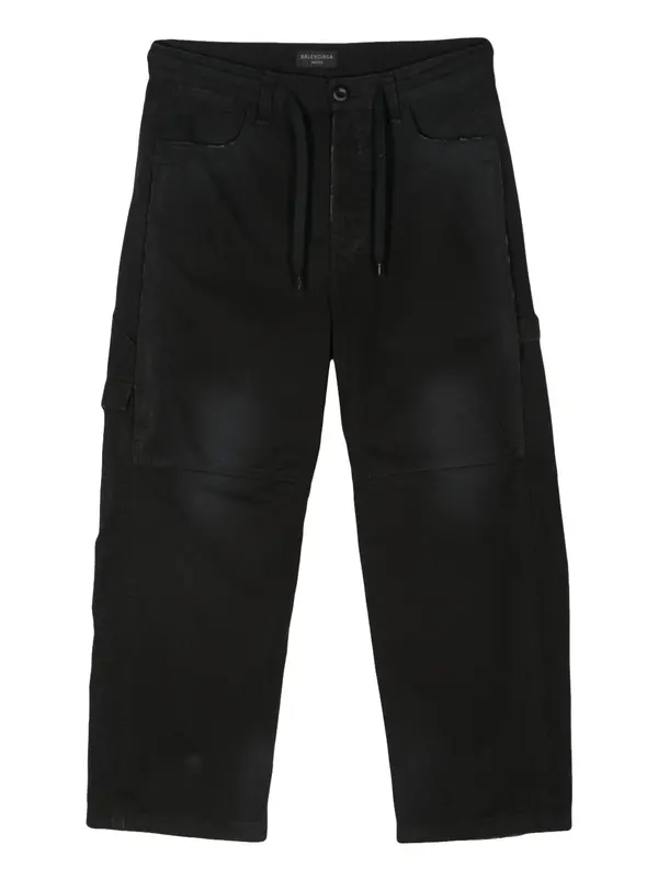 Balenciaga Cotton Cropped Cargo Trousers - Black