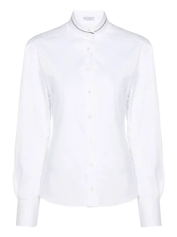 Brunello Cucinelli Monili-detail Poplin Shirt - White