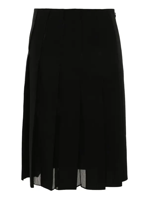 Marni Pleated Chiffon Midi Skirt - Black