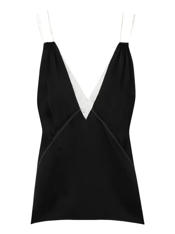 Victoria Beckham Paneled Lace-trimmed Satin Camisole - Black