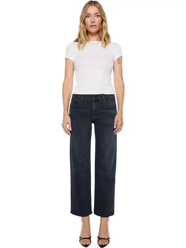 MOTHER The Mid Rise Zip Rambler Ankle Jeans - Black