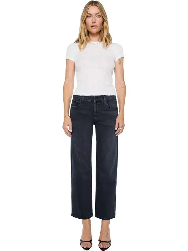 MOTHER The Mid Rise Zip Rambler Ankle Jeans - Black