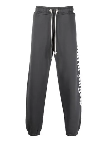Palm Angels Logo Print Track Pants - Grey/white