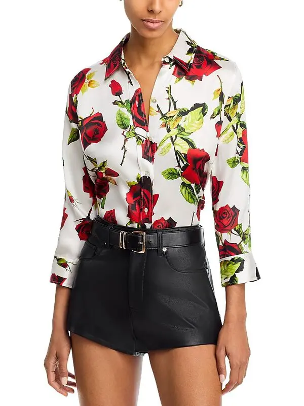 L'Agence Dani Silk 3/4 Sleeve Blouse - Romantic Rose