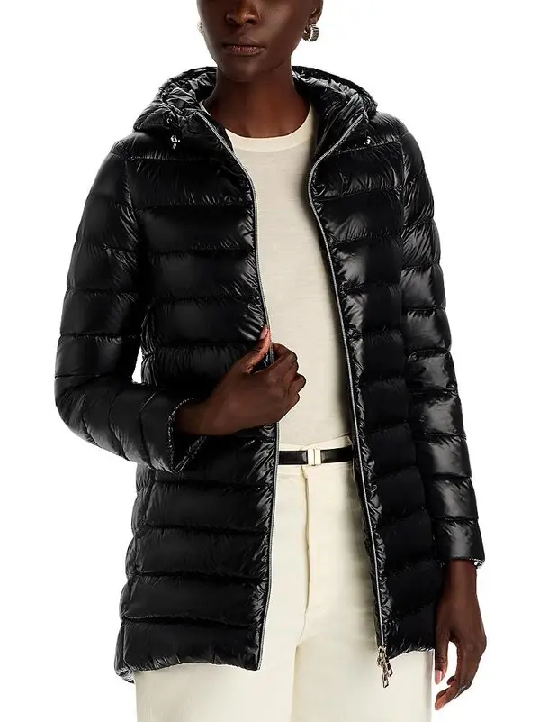 Herno Quilted A-line Coat - Black