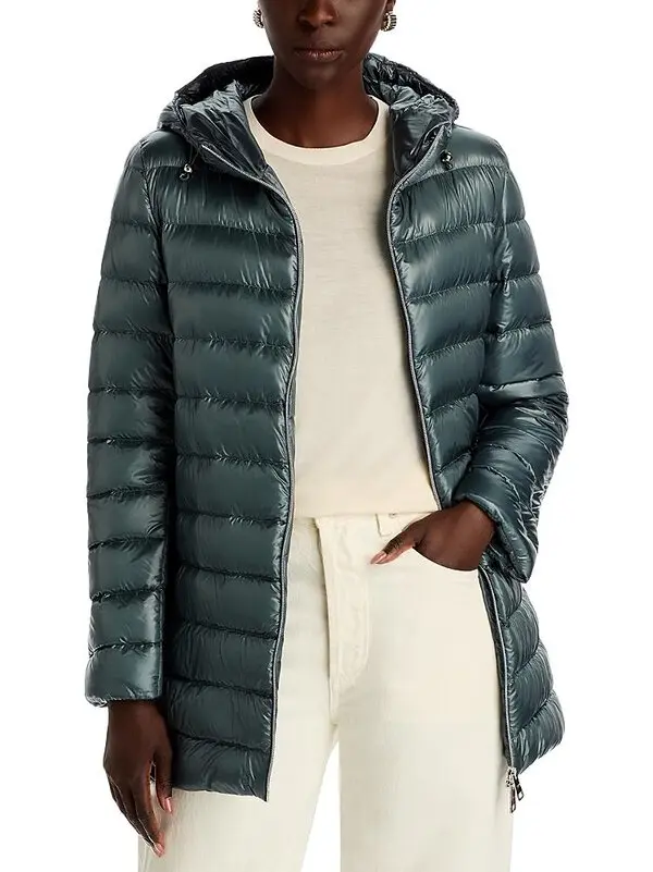 Herno Quilted A-line Hooded Coat - Peacock Blue