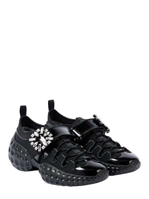 ROGER VIVIER Viv' Run Embellished Sneakers - Black