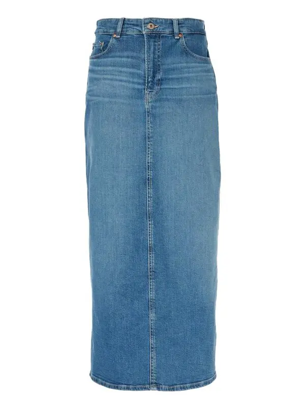 Ag High-rise Denim Midi Skirt - Blue