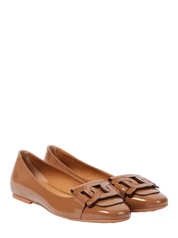 TOD'S Kate Patent Leather Ballerinas - Brown