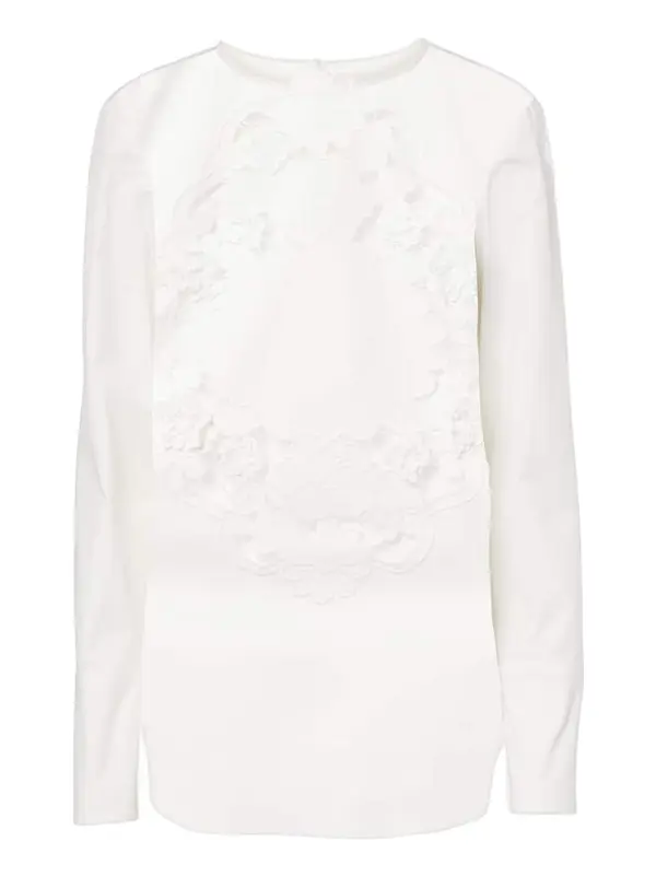 Oscar De La Renta Embroidered Cotton Blouse - White