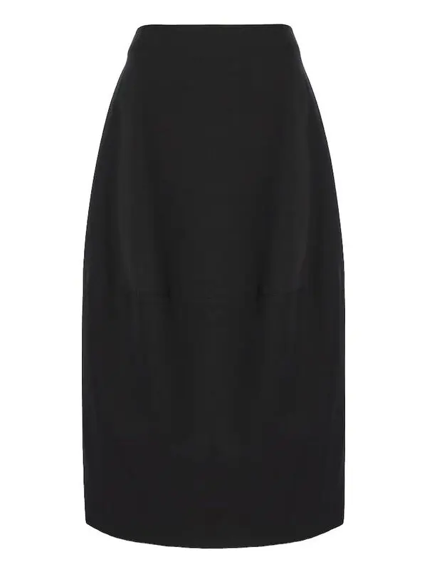 FFORME Skye Midi Skirt In Cotton And Wool - Black