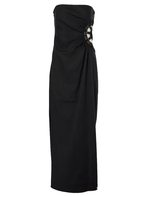 Sir The Label Dorian Embroidered Maxi Dress - Black
