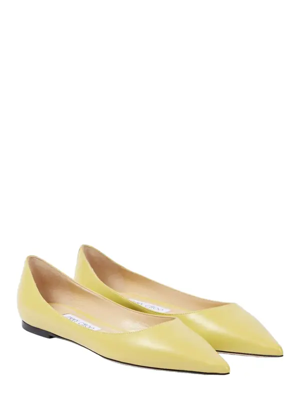 JIMMY CHOO Love Leather Ballet Flats - Yellow