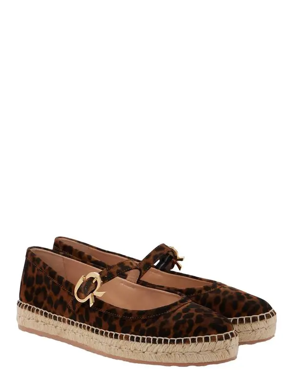 GIANVITO ROSSI Elda Leopard Print Suede Espadrilles - Brown
