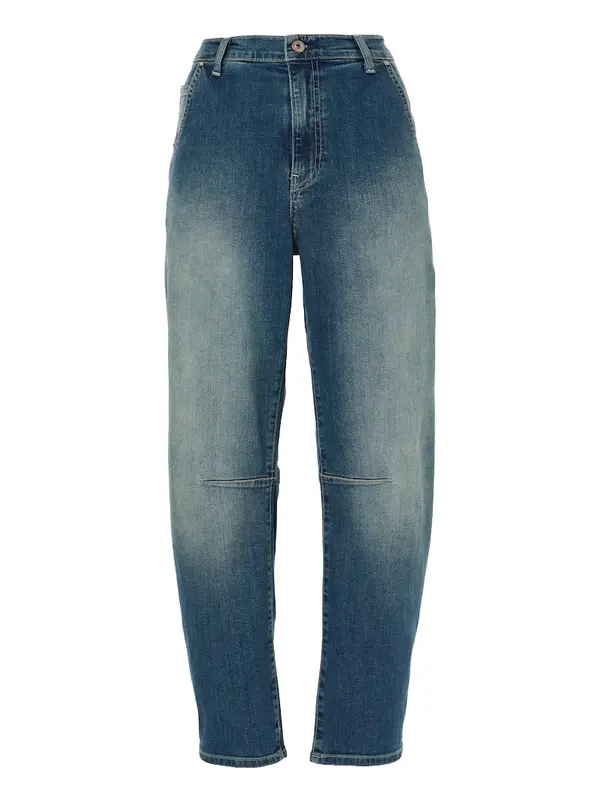 Ag High-rise Barrel-leg Jeans - Blue