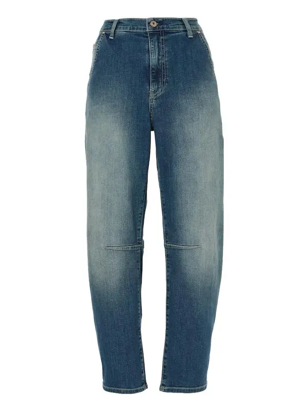 Ag High-rise Barrel-leg Jeans - Blue