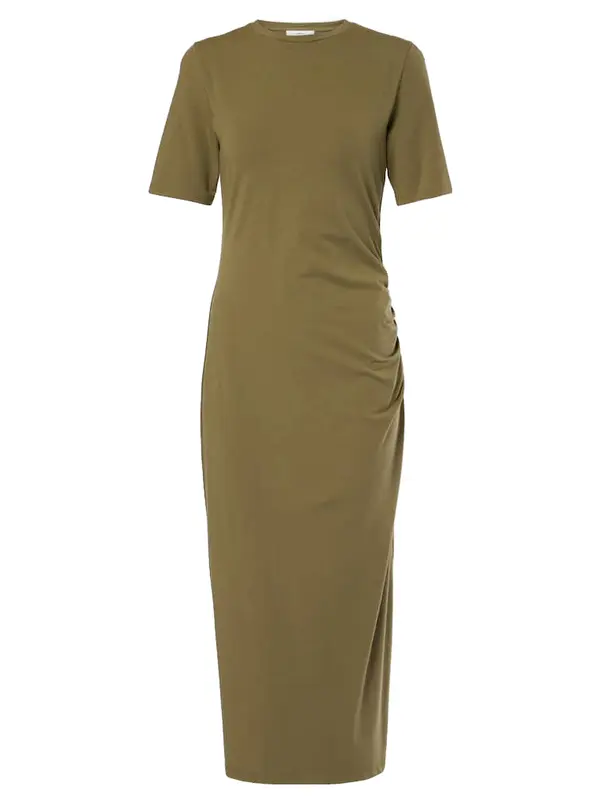 Vince Cotton-blend Jersey Midi Dress - Green