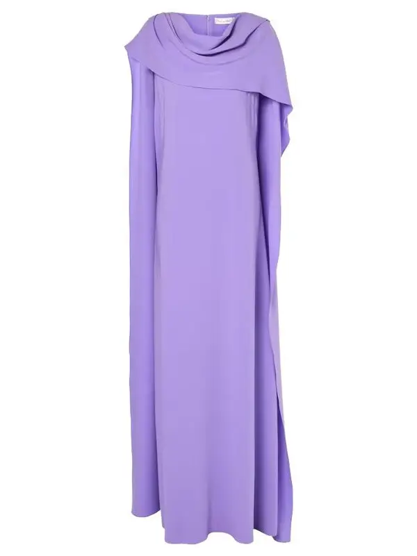 Oscar De La Renta Caped Silk-blend Gown - Purple