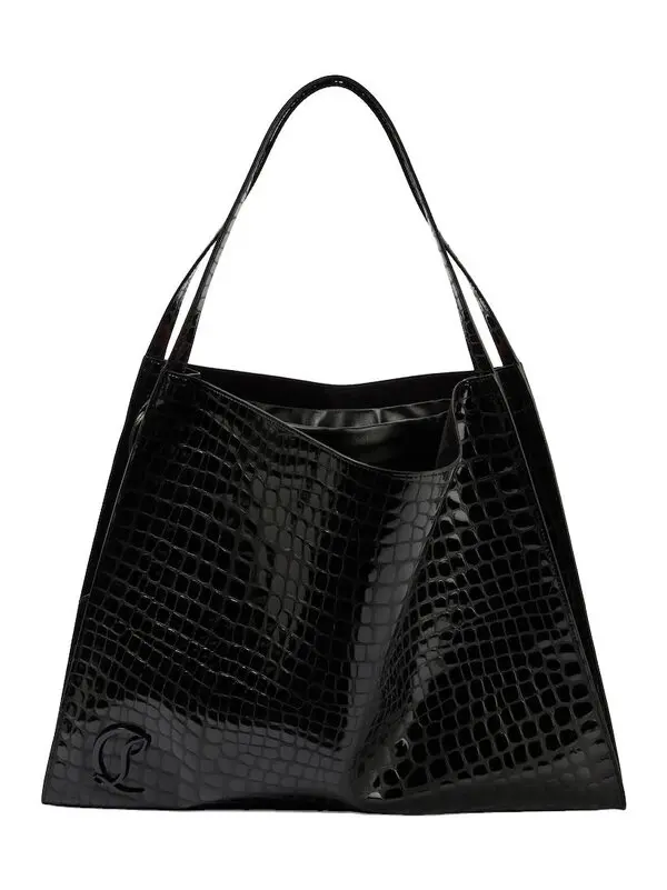CHRISTIAN LOUBOUTIN Le 54 Croc-effect Leather Shoulder Bag - Black