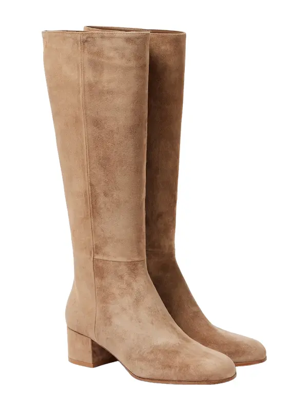 GIANVITO ROSSI 45 Suede Knee-high Boots - Beige