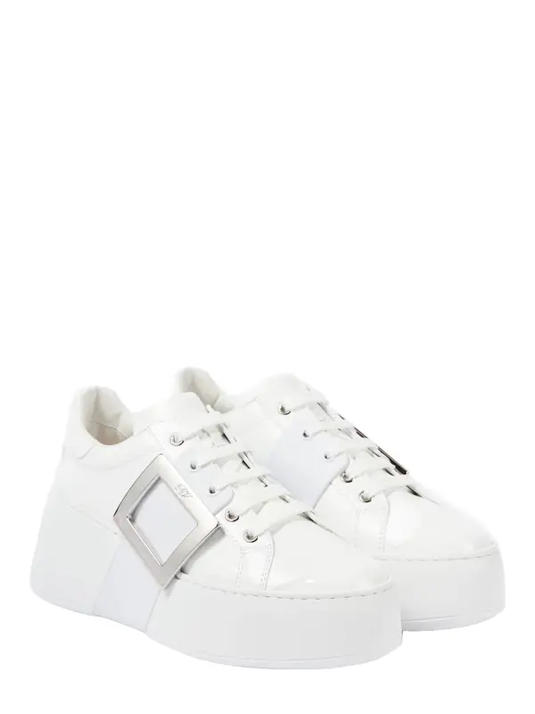 ROGER VIVIER Viv' Skate Leather Sneakers - White