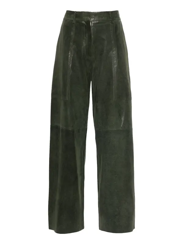 FORTE_FORTE Suede Straight Leg Trousers - Green