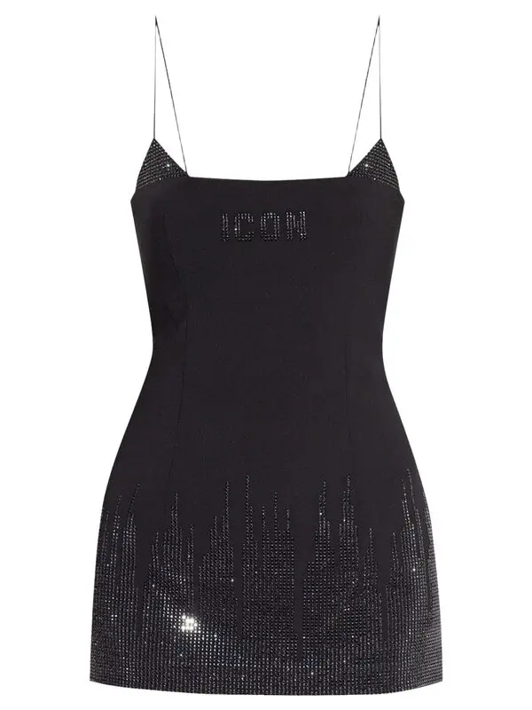 Dsquared2 Icon Rhinestone-embellished Mini Dress - Black