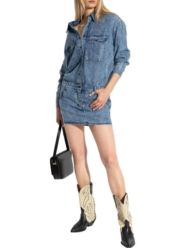 MARANT ETOILE Palvina Mini Shirt Dress - Blue