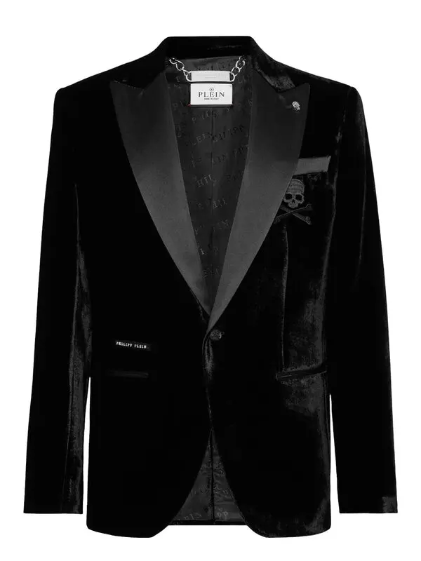 Philipp Plein Lord Single-breasted Velvet Blazer - Black