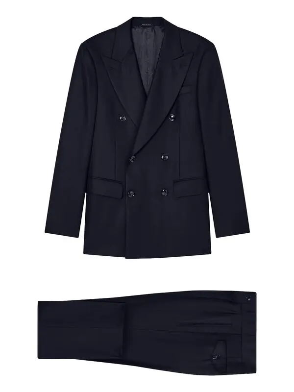 Giorgio Armani Virgin Wool And Cashmere Double-breasted Royal Line Suit - Black