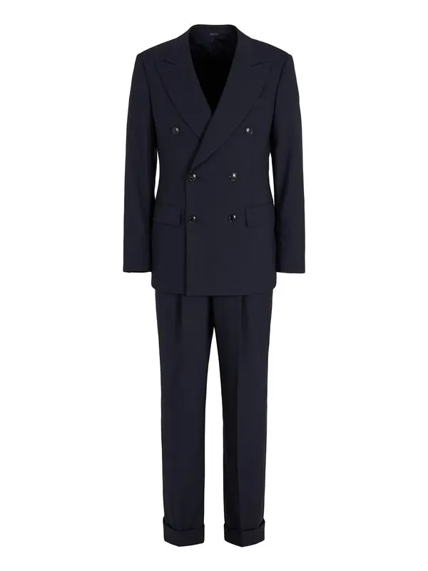 Giorgio Armani Virgin Wool And Cashmere Double-breasted Royal Line Suit - Blue