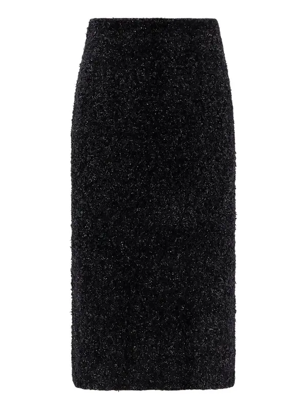 Balenciaga Cotton Tweed Knitted Midi Skirt - Black