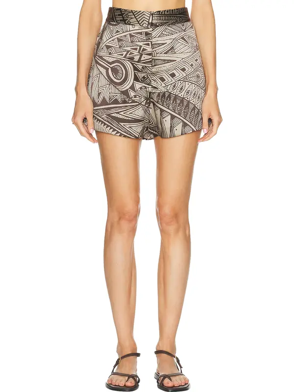 HEIRLOME Jyma Print Victoria Short - Beige & Chocolate