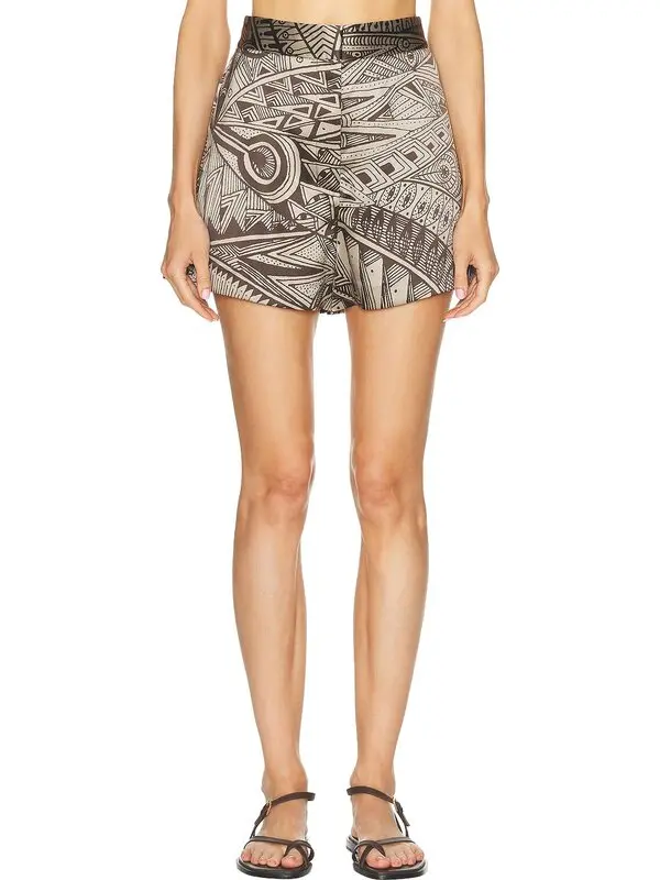 HEIRLOME Jyma Print Victoria Short - Beige & Chocolate
