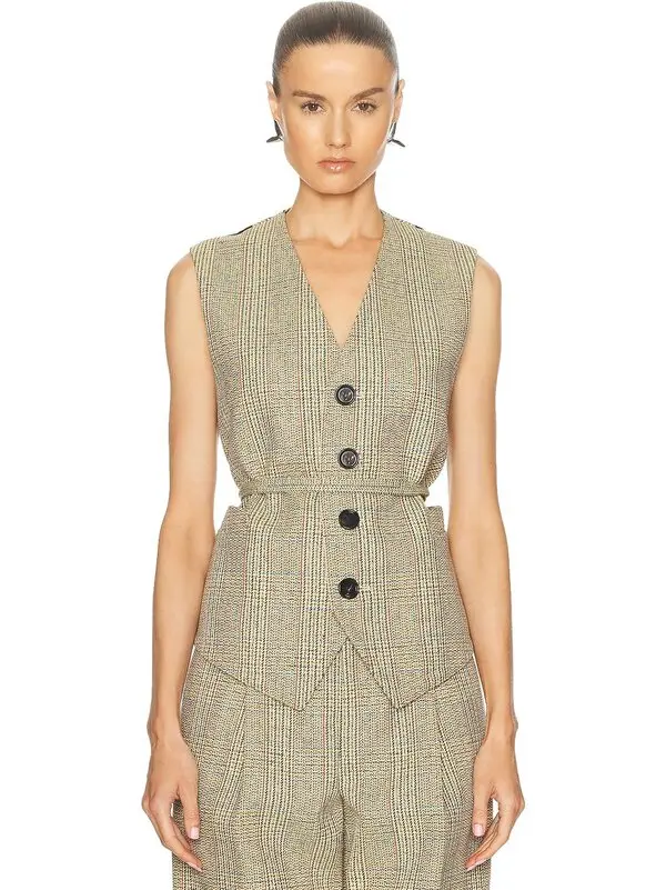 Bottega Veneta Tailored Vest - Beige  Yellow  & Blue