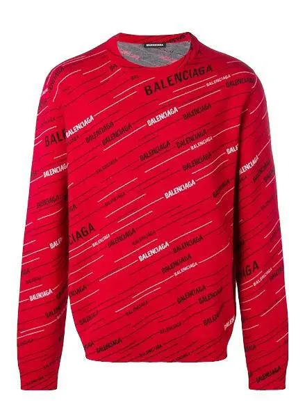 Balenciaga Jacquard Wool Sweater - Red/black/white