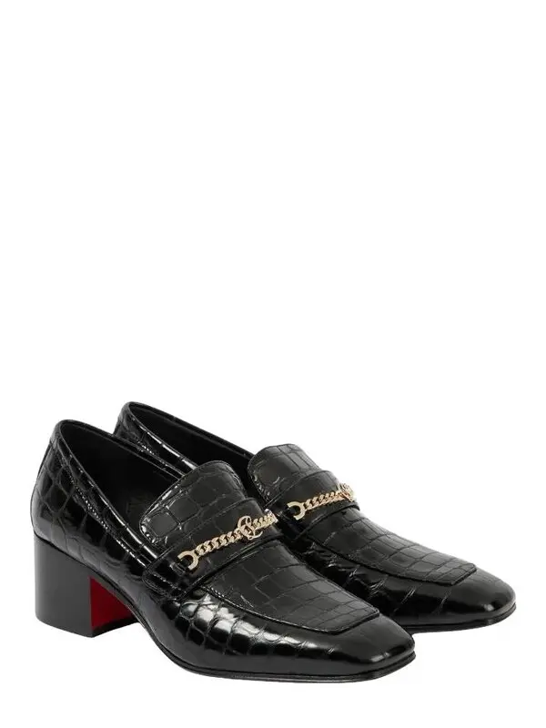 CHRISTIAN LOUBOUTIN Mj Moc Croc-effect Loafers - Black