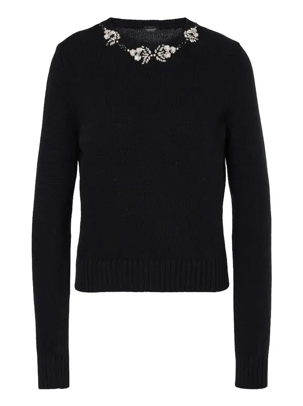 Giambattista Valli Embellished Wool Sweater - Black