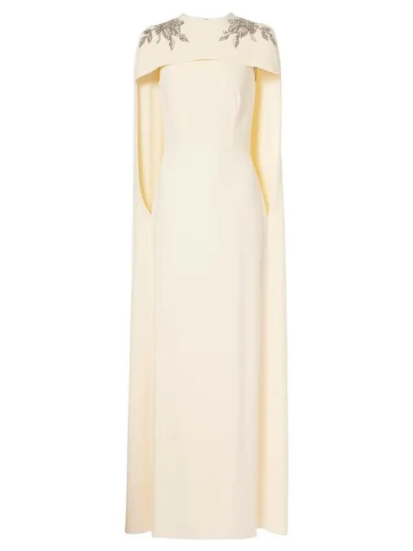 Erdem Embellished Caped Gown - White
