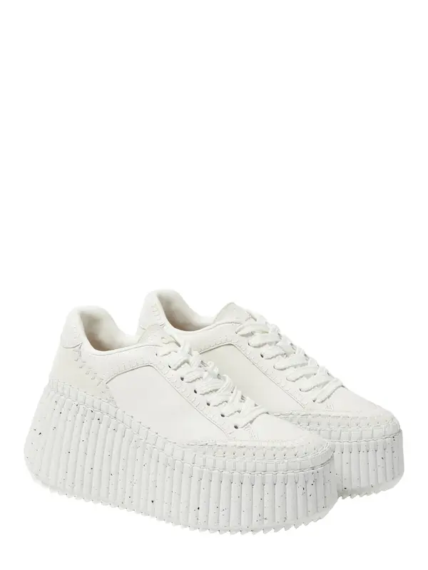 Chloé Nama Leather Platform Sneakers - White